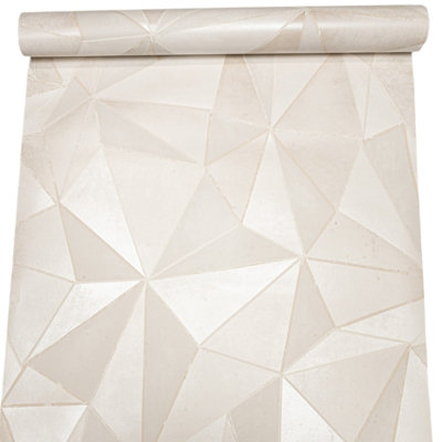 Off White Pearl Wallpaper Beige Shimmer Geometric Feature Paste The Wall