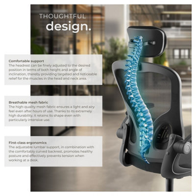 Office Chair Arges - ergonomic shape, adjustable lumbar support and ...