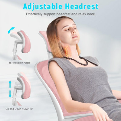 Office Desk Chair with Flip-Up Armrest, Adjustable Headrest and Lumbar ...