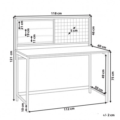 Office Desk with Memo Board VINCE Black 118 cm 60 cm