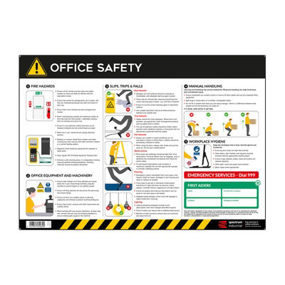 Office Safety Poster Anti Scuff Laminated PVC Easy To Read Information ...