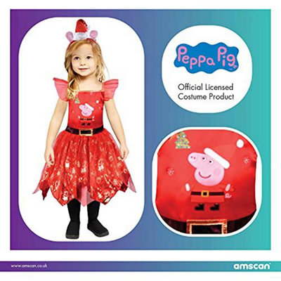 Official Girls Peppa Pig Christmas Costume Dress 4-6 Years
