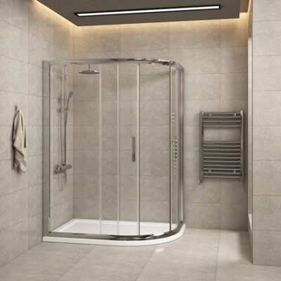 Offset Quadrant Shower Enclosure 1200 x 800mm Double Sliding Doors Walk ...