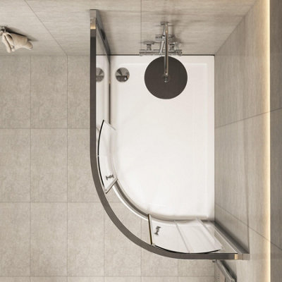 Offset Quadrant Shower Enclosure 900 x 760mm Double Sliding Door Walk ...