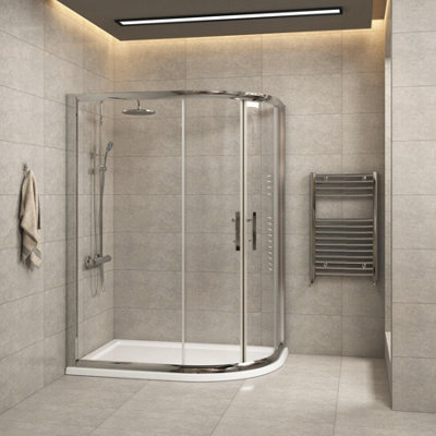 Offset Quadrant Shower Enclosure with Tray 1000 x 800mm RH Double ...