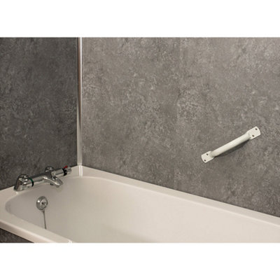 Offset White Steel Pipe Grab Bar - 450mm with Rounded Safety Ends and ...