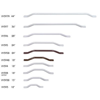 Offset White Steel Pipe Grab Bar - 450mm with Rounded Safety Ends and ...