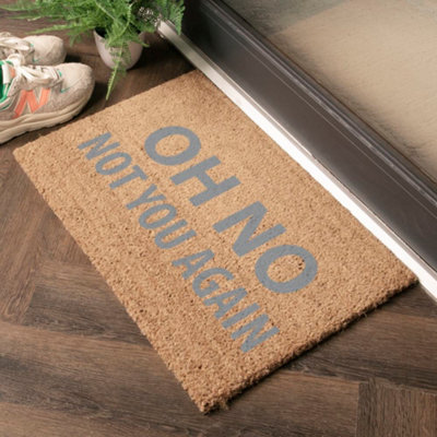 Oh No Not You Again Grey Doormat | DIY at B&Q