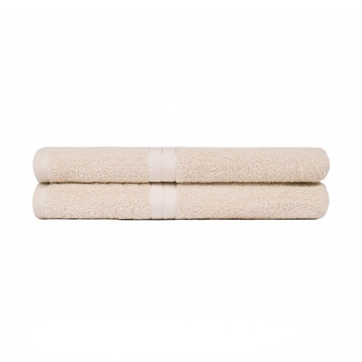 OHS 2 Pack of 100% Cotton Hand Towel, 50 x 80cm - Beige