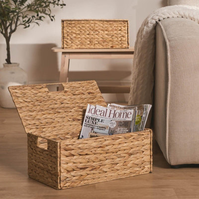OHS 2 X NATURAL SEAGRASS FOLDING STORAGE CHEST ROPE WOVEN ORGANISER BOX