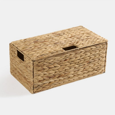 OHS 2 x Natural Seagrass Folding Storage Chest Rope Woven Organiser Box