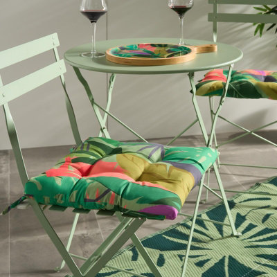 OHS 2 x Palm Print Garden Seat Pads Outdoor Chair Cushions