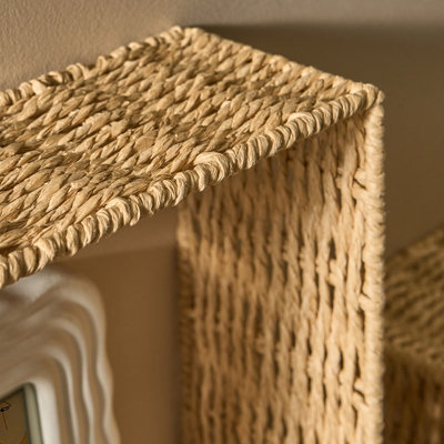 OHS 2 x Seagrass Rattan Wall Shelves Floating Storage Unit