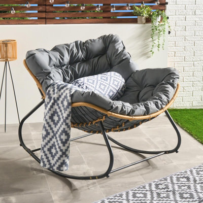 OHS Bali Garden Rocking Chair Outdoor Metal Frame Chairs with Cushion