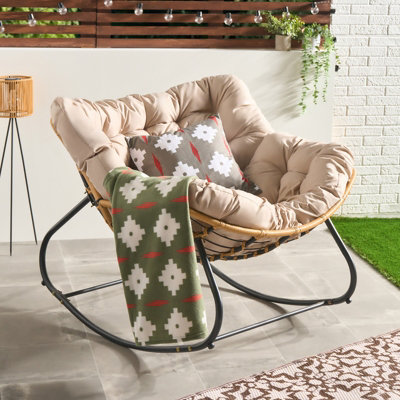OHS Bali Garden Rocking Chair Outdoor Metal Frame Chairs with Cushion