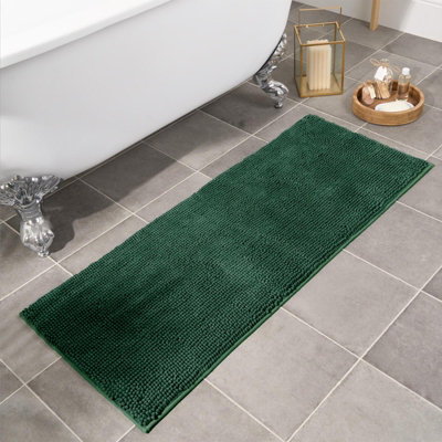 OHS Chenille Noodle Non-Slip Soft Shower Bath Mat, 45 x 110cm - Green