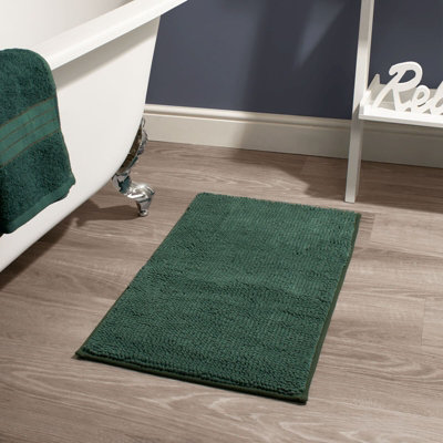 OHS Chenille Noodle Non-Slip Soft Shower Bath Mat, 45 x 75cm - Green