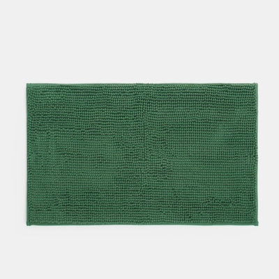 OHS Chenille Noodle Non-Slip Soft Shower Bath Mat, 45 x 75cm - Olive