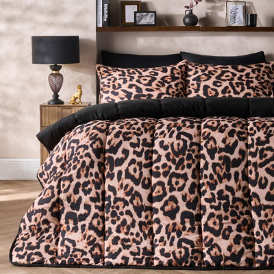 OHS Leopard Coverless 10.5 TOG Duvet Set Pillowcase Quilted Cover - Single