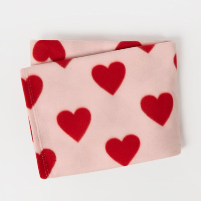 OHS LOVE HEART FLEECE THROW OVER BED BLANKET, MULTI - 120 X 150CM