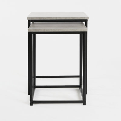 OHS Manhattan Set of 2 Square Nest of Tables Modern End Side Coffee ...