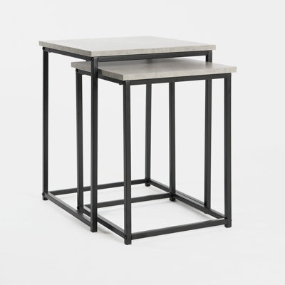 OHS Manhattan Set of 2 Square Nest of Tables Modern End Side Coffee ...