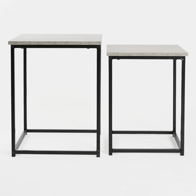 OHS Manhattan Set of 2 Square Nest of Tables Modern End Side Coffee ...