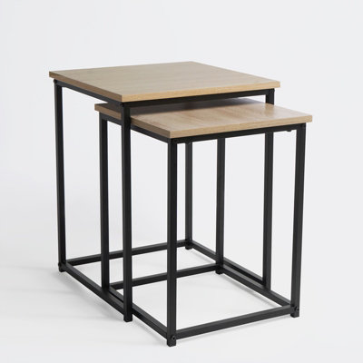 OHS Manhattan Set of 2 Square Nest of Tables Modern End Side Coffee ...