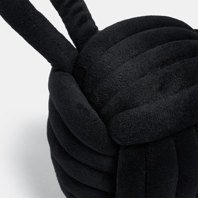 OHS Matte Velvet Rope Weighted Decorative Door Stop with Handle - Black