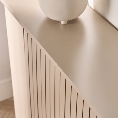 OHS Ribbed Large Radiator Cover Slatted Engineered Wood - Natural