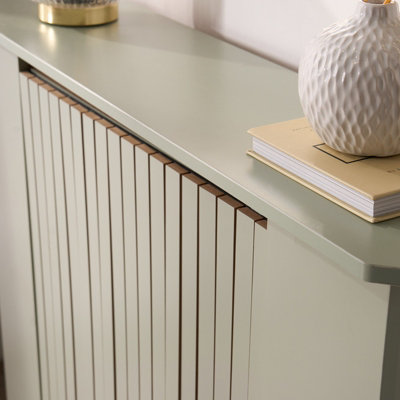 OHS Ribbed Medium Radiator Cover Slatted Engineered Wood - Sage