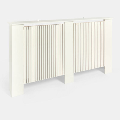 OHS Ribbed Small Radiator Cover Slatted Engineered Wood - Cream
