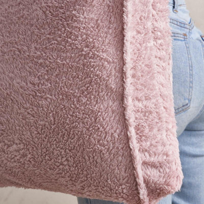 OHS Teddy Fleece Tote Shopping Carrier Reusable Bag, Blush - 40 x 42cm ...