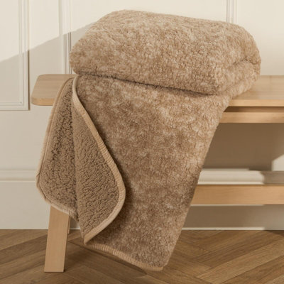 OHS Teddy Marl Binded Throw - Natural
