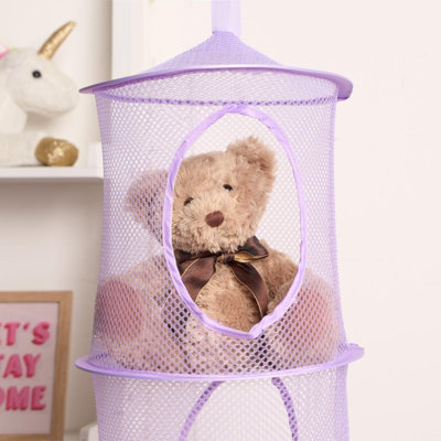 OHS Toy Storage 3 Tier Net Mesh Hanging Tidy Kids Bedroom Space Saver Lilac
