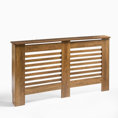 OHS Wood Effect Large Radiator Cover Side Board Cabinet Shelf - Dark Wood