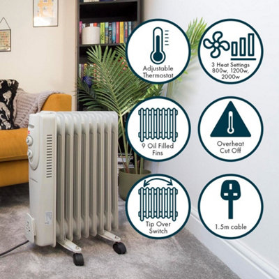Oil Filled Radiator 2000W - White