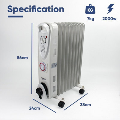 OIL Filled Radiator 9 Fin Heater with 24 Hour TIMER - Electric 2KW Free ...
