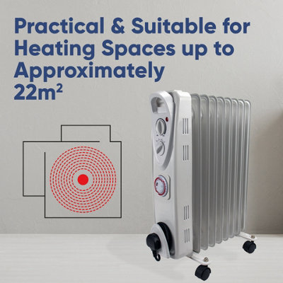 OIL Filled Radiator 9 Fin Heater with 24 Hour TIMER - Electric 2KW Free ...