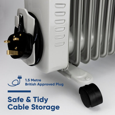 OIL Filled Radiator Heater 9 Fin Electric 2KW Free Standing Portable ...