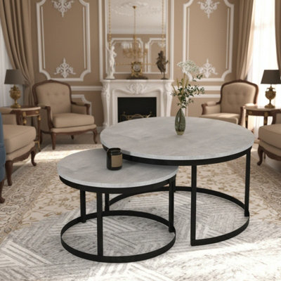 OKIN 2 Piece Coffee Table Set Modern Metal Base with Durable Laminated ...