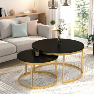 OKIN 2 Piece Coffee Table Set Modern Metal Base with Durable Laminated ...