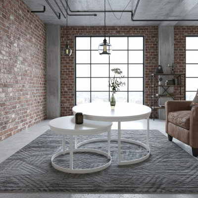 OKIN 2 Piece Coffee Table Set Modern Metal Base with Durable Laminated ...