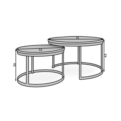 OKIN Set of 2 Coffee Tables Modern Laminated PVC Tabletops on Metal ...