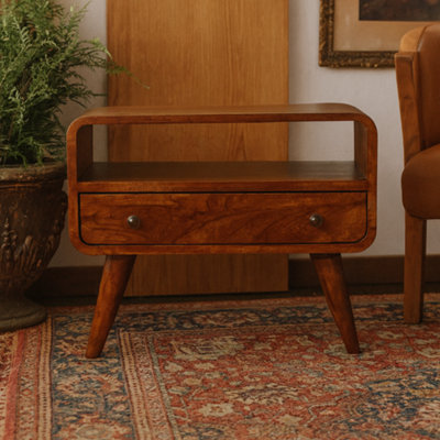 Olbia Compact Chestnut Mango Wood Curved TV Media Unit