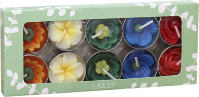 OLD SKU - Laeto Pack of 10 Unscented Flower Themed Tea Lights Candles ...