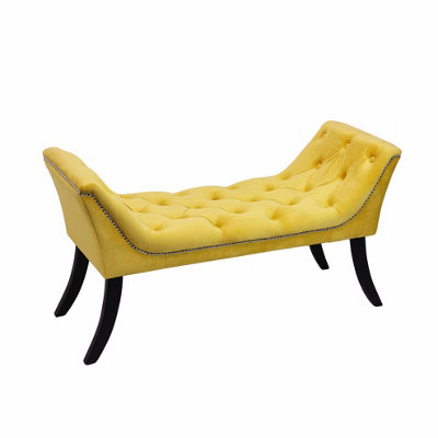 OLGA Upholstered, Velvet Bench with Silver Beading Design, Elegant ...