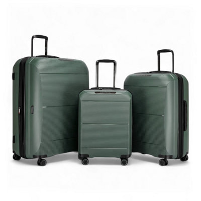 Olive Expandable Hard Shell PP 8 Wheel Luggage Travel Holiday Bags ...