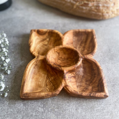 Olive Wood 5 Section Dipping Dish