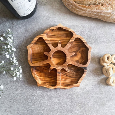 Olive Wood 6 Section Dipping Dish